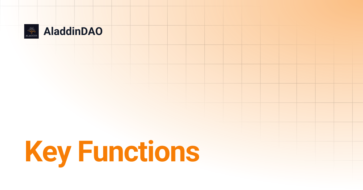 Key Functions | AladdinDAO